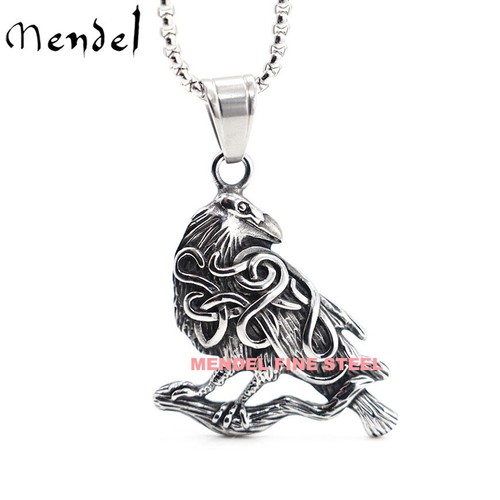MENDEL Mens Nordic Norse Viking Odin Raven Crow Rune Bird Sign Pendant ...