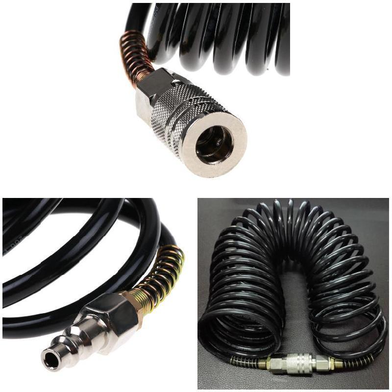 25FT 1/4NPT Air Hose Fittings Coil Pneumatic Airline Compressor Quick ...
