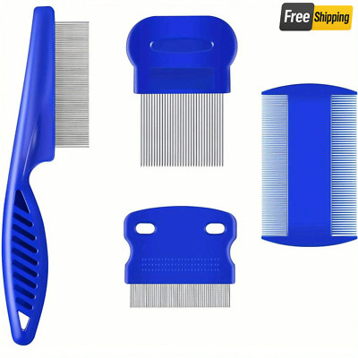 4 Pack Dog Cat Grooming Combs Flea Lice Comb Double Sided Professional ...