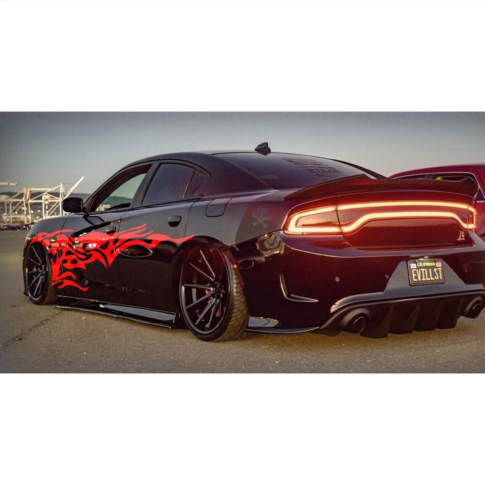 2x Sport Red Fire Car Side Body Side Door Fender Vinyl Decal Sticker ...