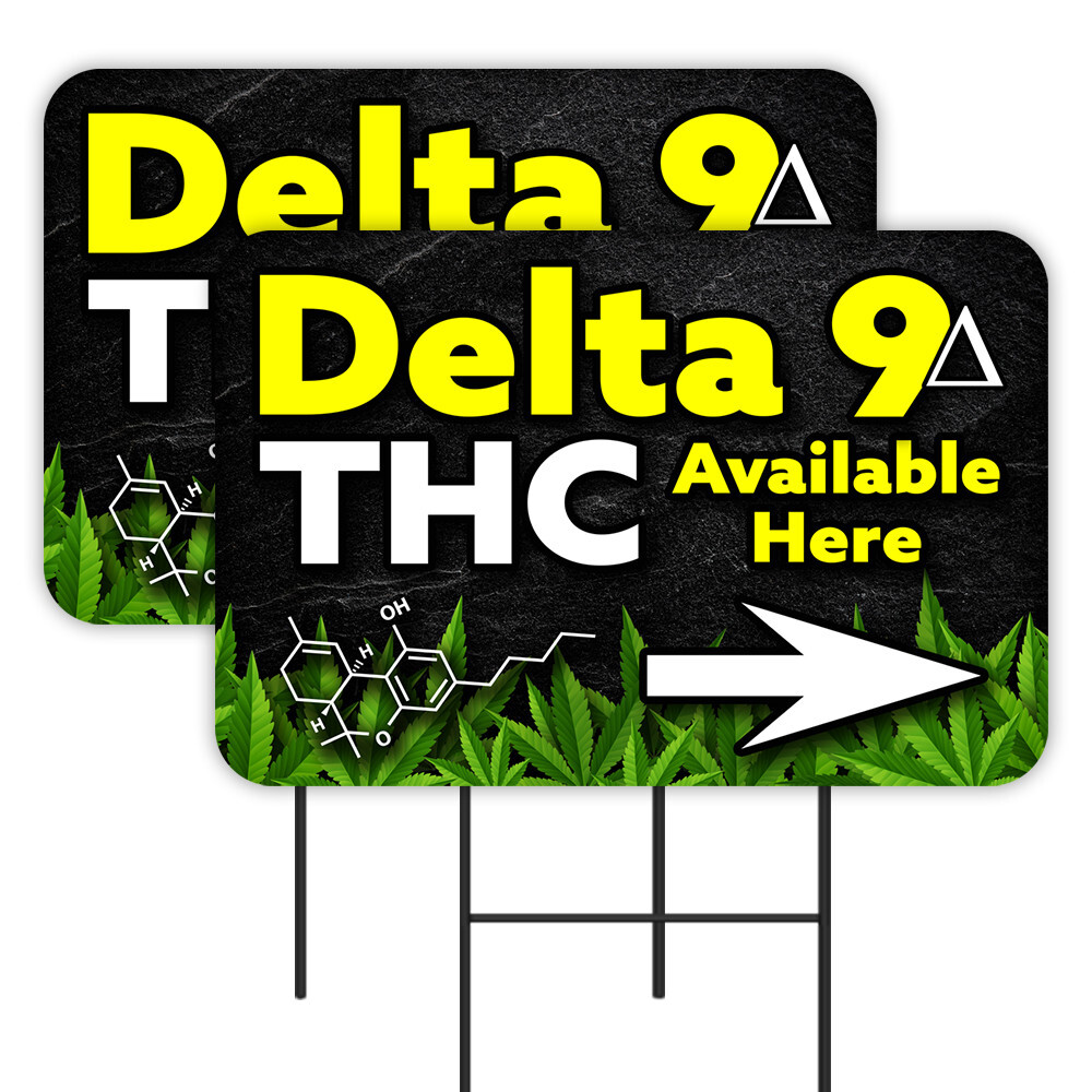 Delta 9 THC Available Here 2 Pack Double-Sided Yard Signs 16" x 24 ...