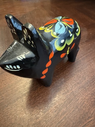 Nils Olsson Hemslojd Ab Swedish Dala Pig Black Wooden Hand Painted ...