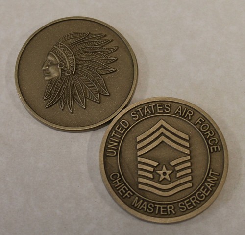 Chief / CMSgt Antique Bronze Air Force Challenge Coin / Current Chevron ...