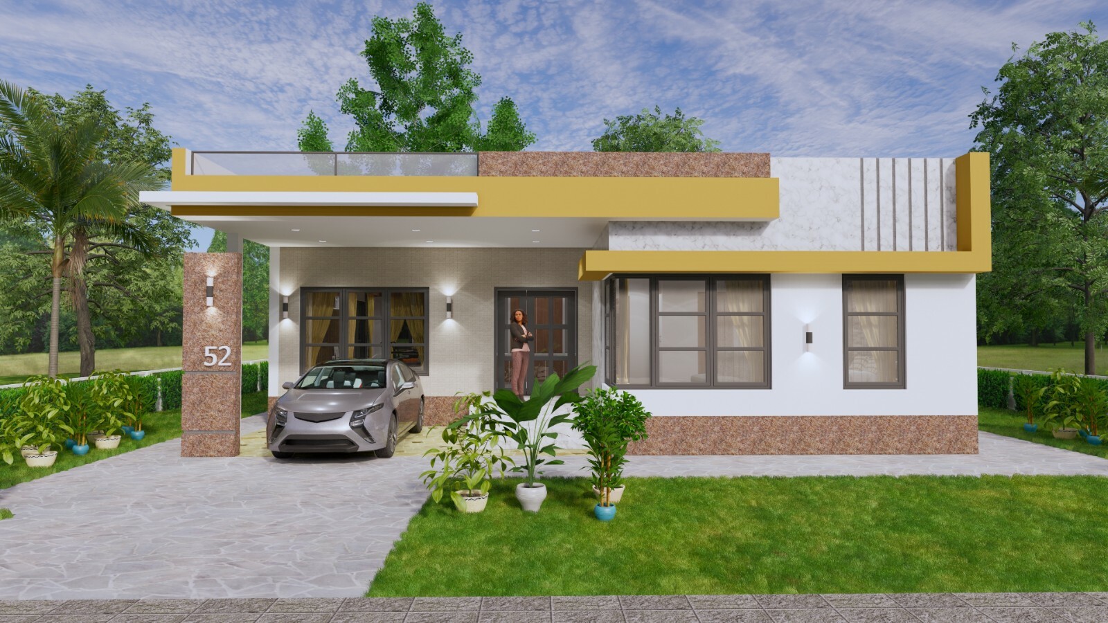 40x40 Feet House Plans 12x12 Meter 2 Beds 2 Bath Terrace Roof PDF (A4 ...