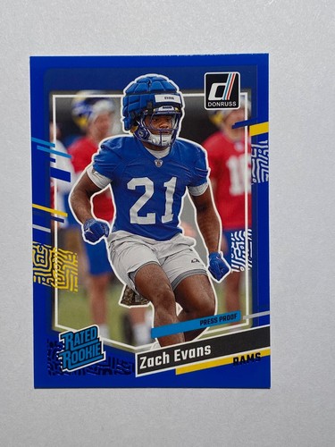 2023 Donruss Football #359 ZACH EVANS RC Rated Rookie Blue Press Proof ...
