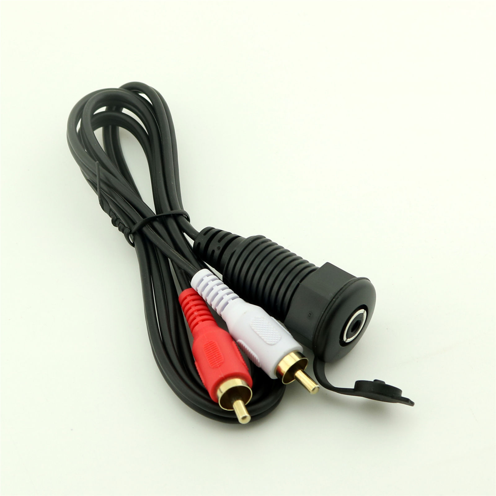 3FT/1m 2RCA to 3.5mm Flush Dash Aux Input Adapter Panel Mount+3.5mm ...