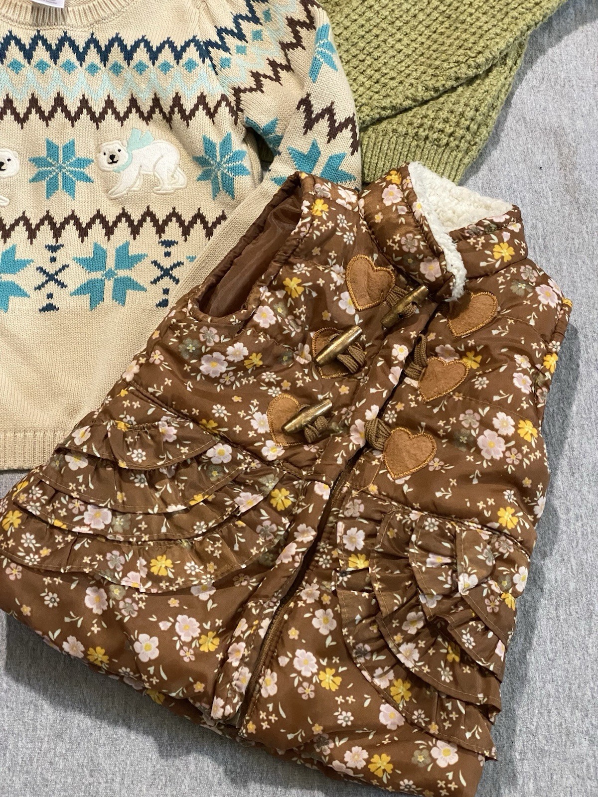 Lot Of 5 Toddler Girl Outerwear Bundle Winter Sweater Puffer Vest Mixed ...