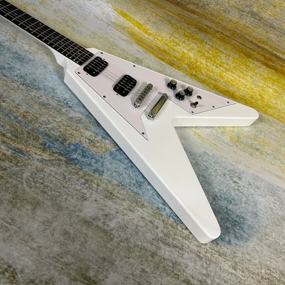 White Flying V Style Guitar - Gib - Rosewood fretboard - Mahogany Body ...