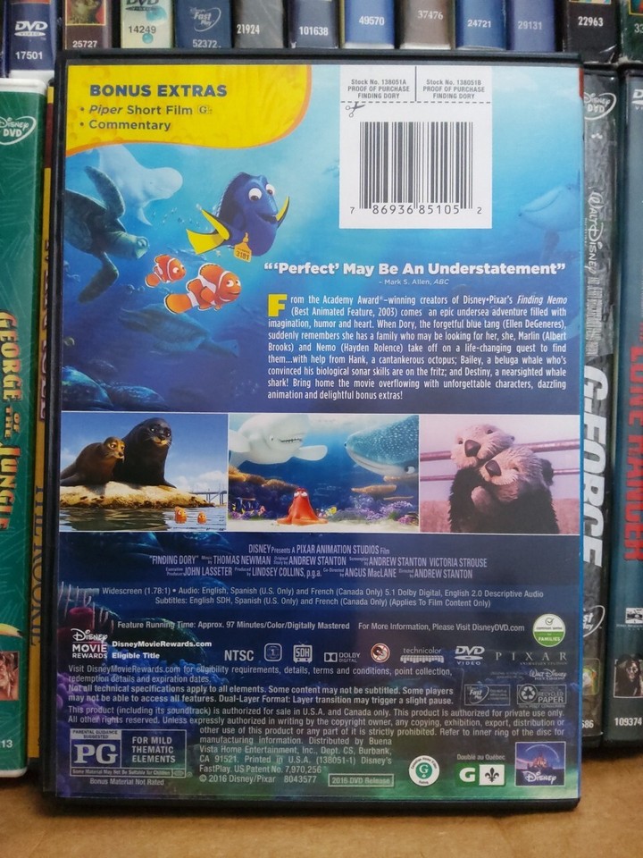Finding Dory (DVD, 2016) 786936851052| eBay