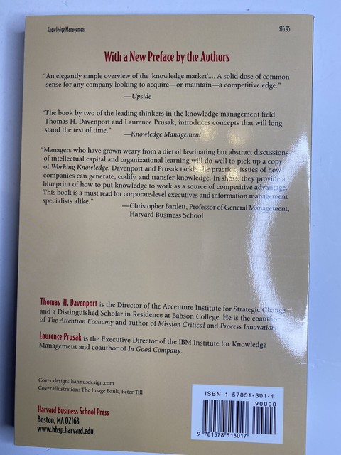 Working Knowledge : How Organizations Manage What They Know by Laurence ...