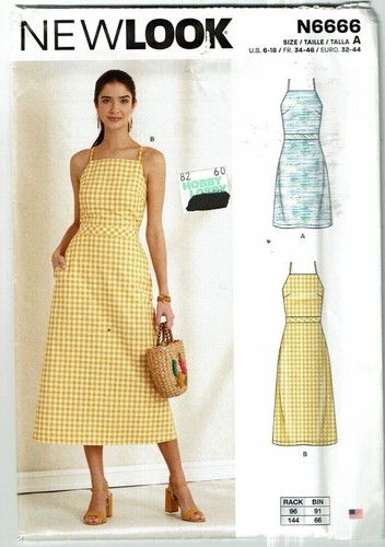 New Look #N6666 Summer Dress w/Length Variations Pattern Sz 6-18 UC | eBay