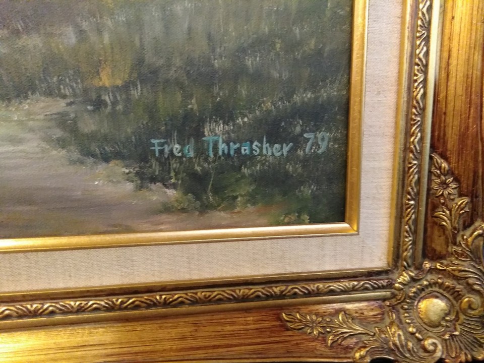 Fred Thrasher Oil Painting Signed & Framed 29-1/2" X 25-1/2" Original ...
