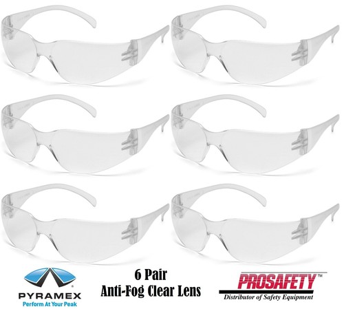 6 PR ANTI-FOG CLEAR LENS Shooting Safety Glasses Protective Z87+ Work ...