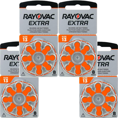 32 x RAYOVAC 13 DA13 A13 ORANGE Hearing Aid Batteries ZA13 13au AC13E ...