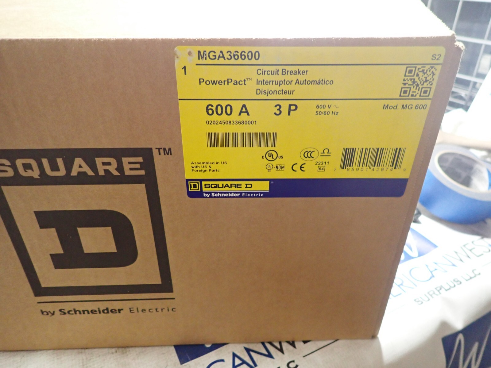 New in box SQUARE D MGA36600 600 amp PowerPact 600v I line Circuit ...