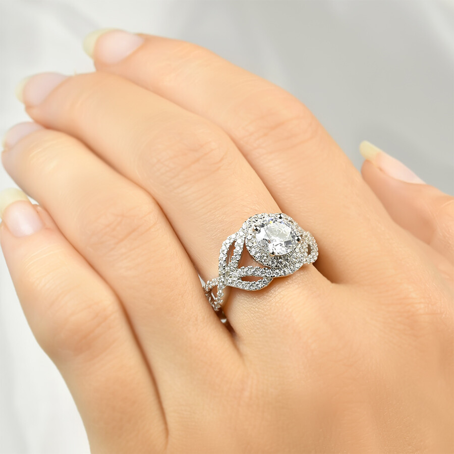 2.25 Carat Womens Classic Composite Engagement Ring Authentic Sterling ...