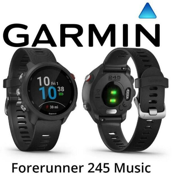 Garmin Forerunner 245 Music Black Plastic Case Black Band Strap GPS ...