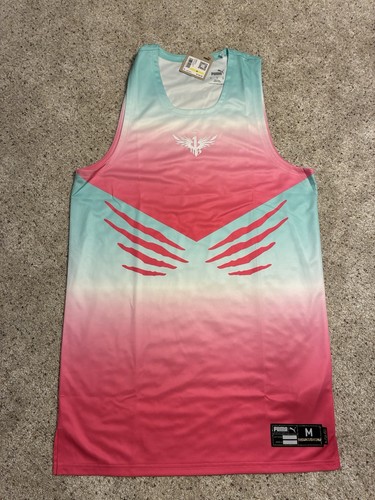 PUMA Team Melo Basketball Jersey Tank Pink Aqua Gradient Mesh Men's M ...