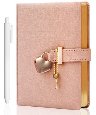 CAGIE Diary with Lock for Girls Heart Shaped Lock Diary with Key 29 ...