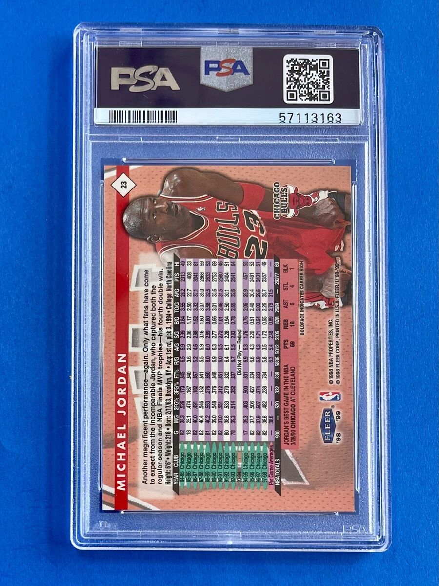1998-99 Fleer Tradition Michael Jordan Card #23 PSA 9 Mint 1998-99 Fleer Tradition Michael Jordan Card #23 PSA 9 Mint