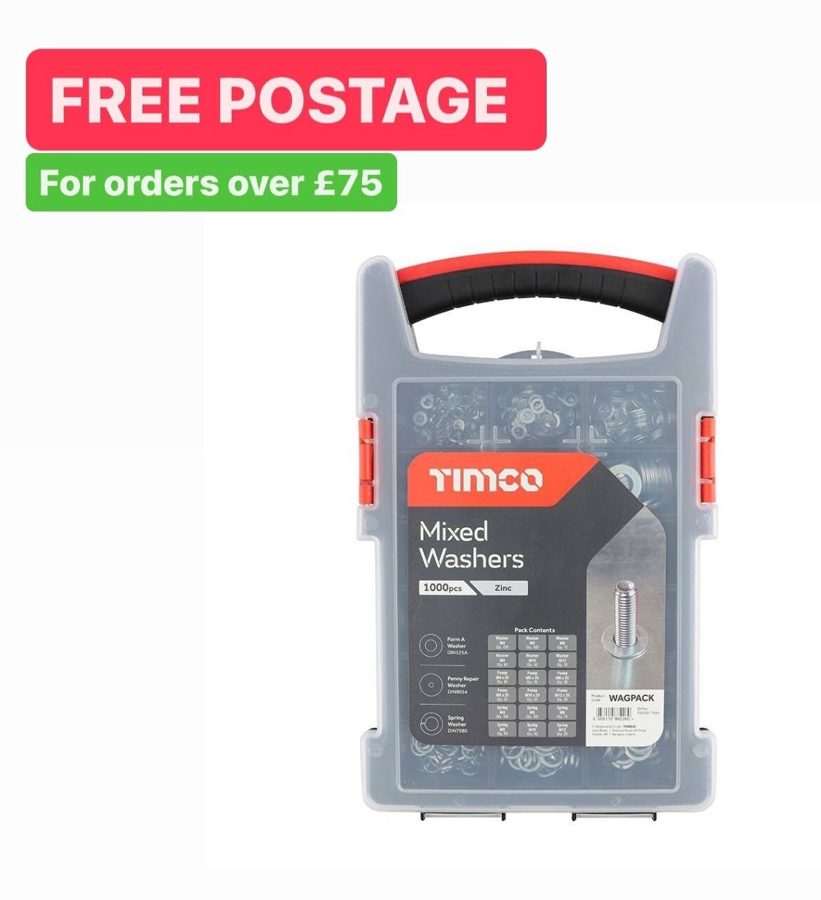 Timco - Mixed Washers Grab Pack - Zinc (Size 1000pcs - 1000 Pieces ...