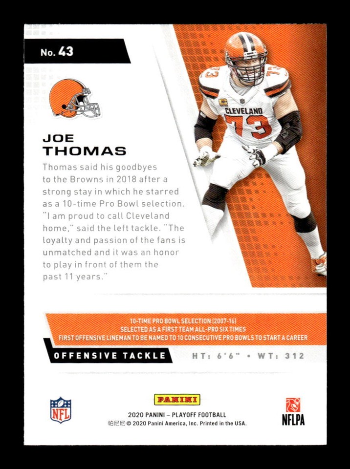 2020 Panini Playoff Joe Thomas #43 | eBay