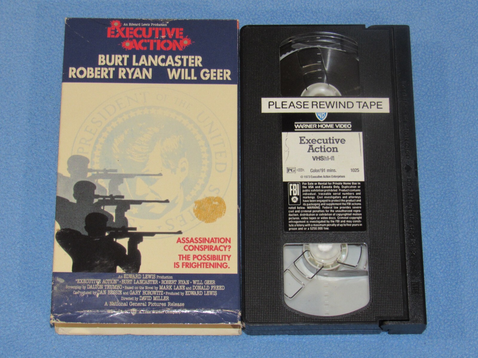 EXECUTIVE ACTION (VHS, 1992) ~Burt Lancaster, Robert Ryan, Will Geer ...