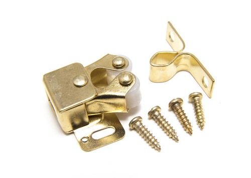 Double Roller Catch Cupboard Fastener EB Brass Plated With Screws Pack ...