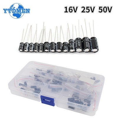 120pcs Electrolytic Capacitors Kit Assorted 12 Values 1UF-470UF 16V 25V ...