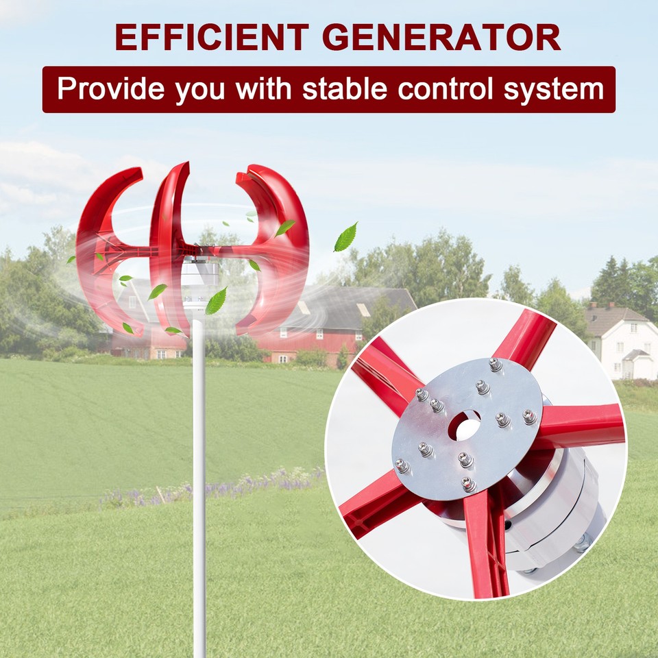1000W Wind Turbine Generator 12V/24V 5-Blade Lantern Wind Turbines ...