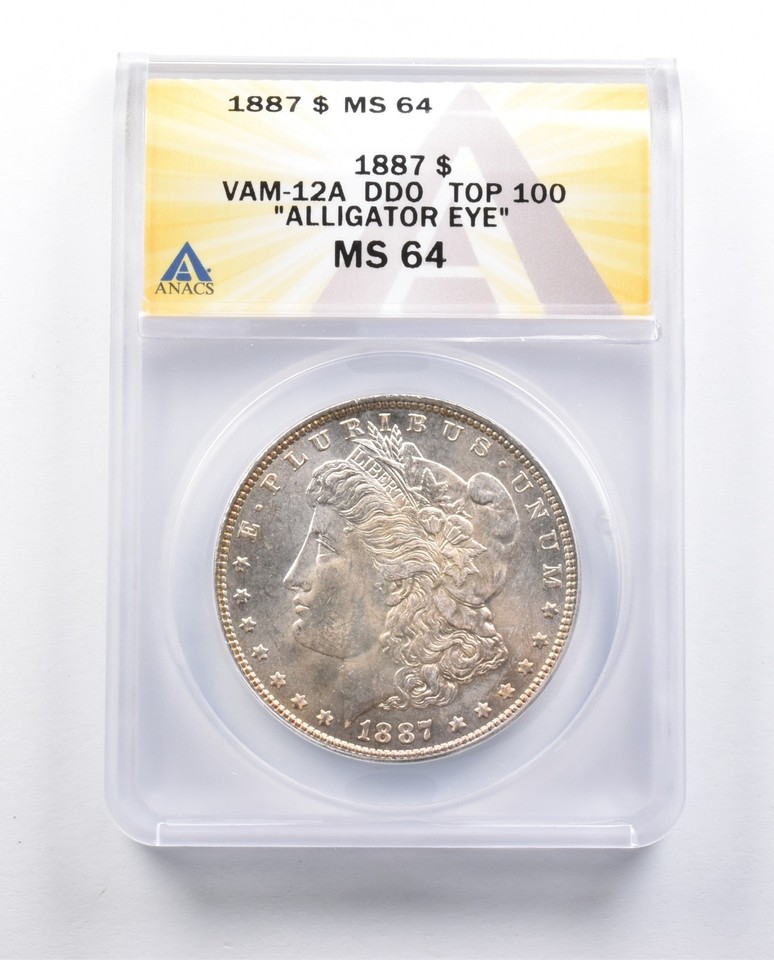1887 Morgan Silver Dollar VAM-12A DDO Top 100 Alligator Eye MS64 ANACS ...
