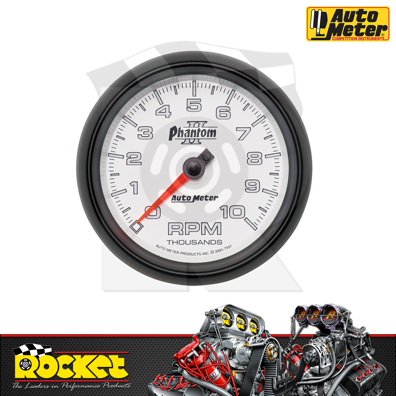 Auto Meter Phantom II 3-3/8 In-Dash Tachometer 0-10000RPM - AU7597 | eBay