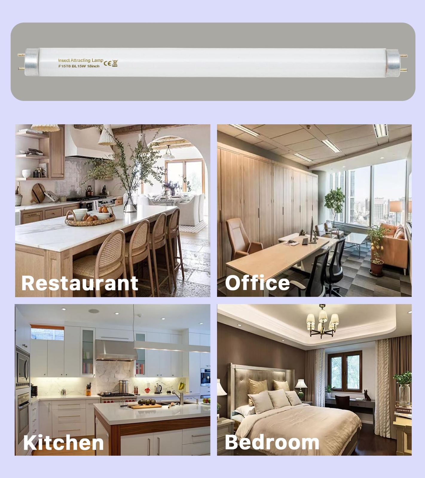 18 Inch 15 Watt U V/a Black Light Bulb F15t8/bl Replacement T8 Bl ...