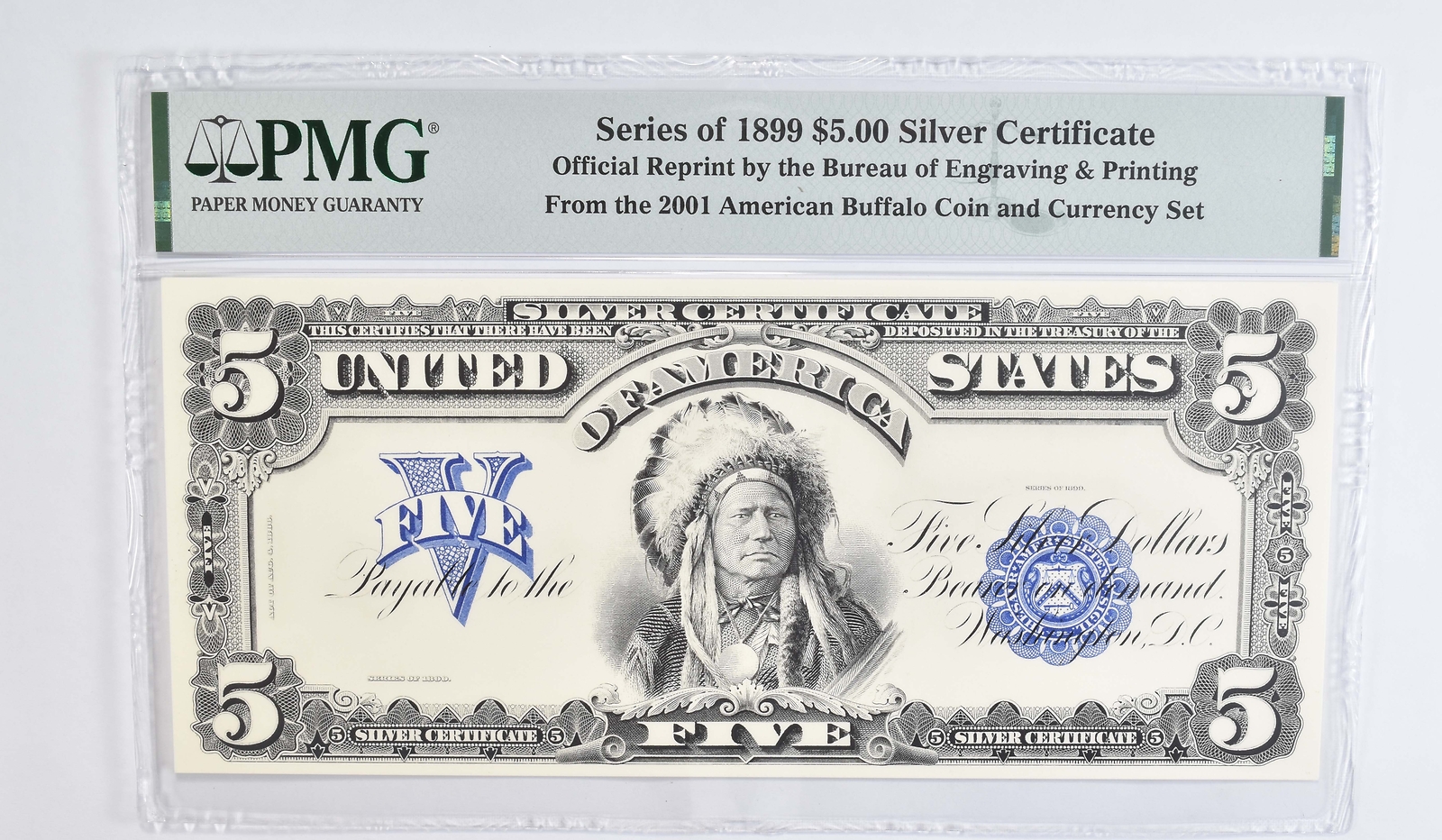 $5 $5.00 Indian Chief 1899 BEP Intaglio Banknote PMG Specimen *0987 | eBay