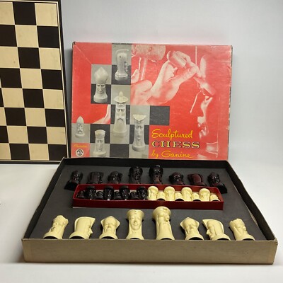 VINTAGE SCULPTURED GANINE GOTHIC CHESS SET No. 1475 SALON EDITION ...