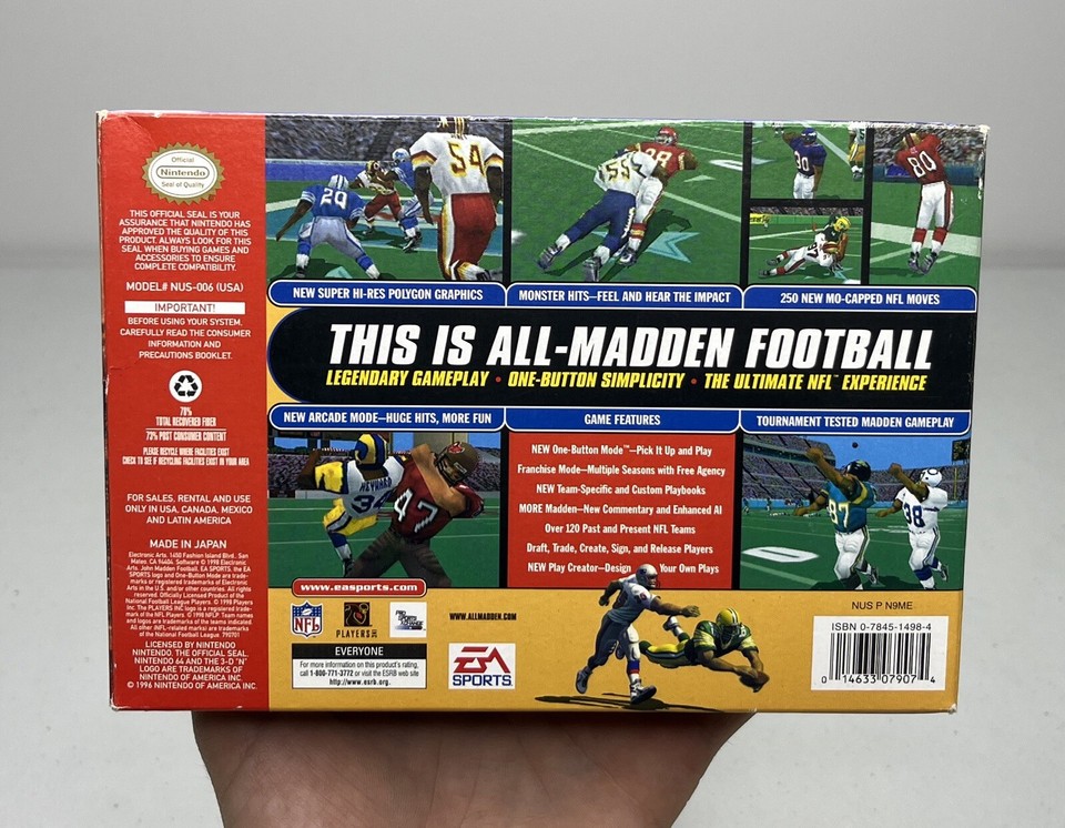 N64 Madden NFL 99, NBA Live 99, NFL Quarterback Club 98 Empty Boxes ...