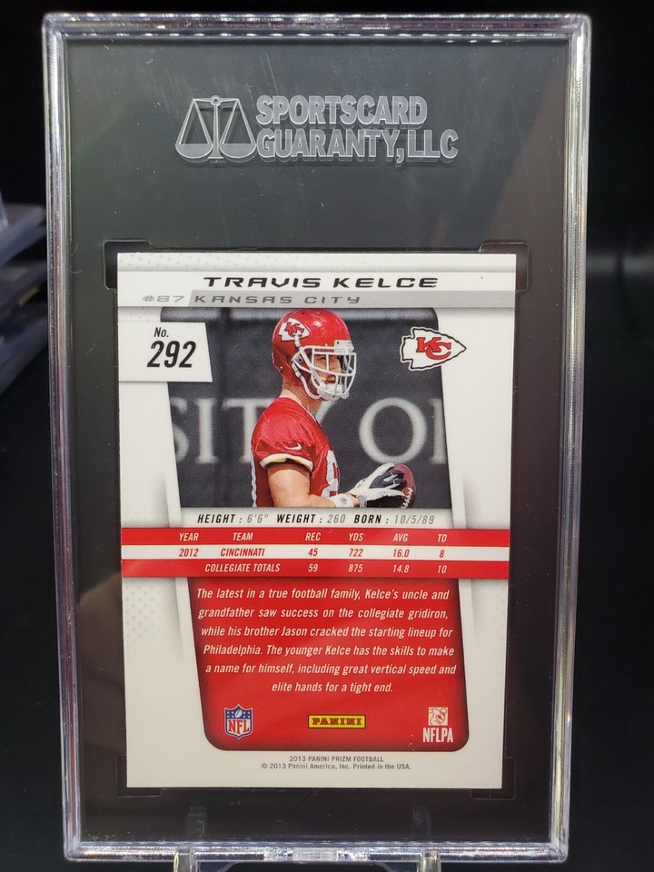 2013 Panini Prizm Travis Kelce Rookie RC Kansas City Chiefs 292 SGC 9.5 ...