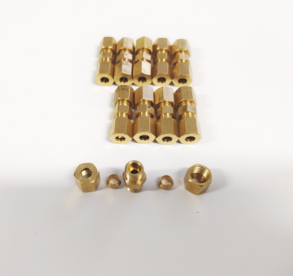 10x 3/16" OD Brass Brake Pipe Connector Tubing Joiner Line Union ...