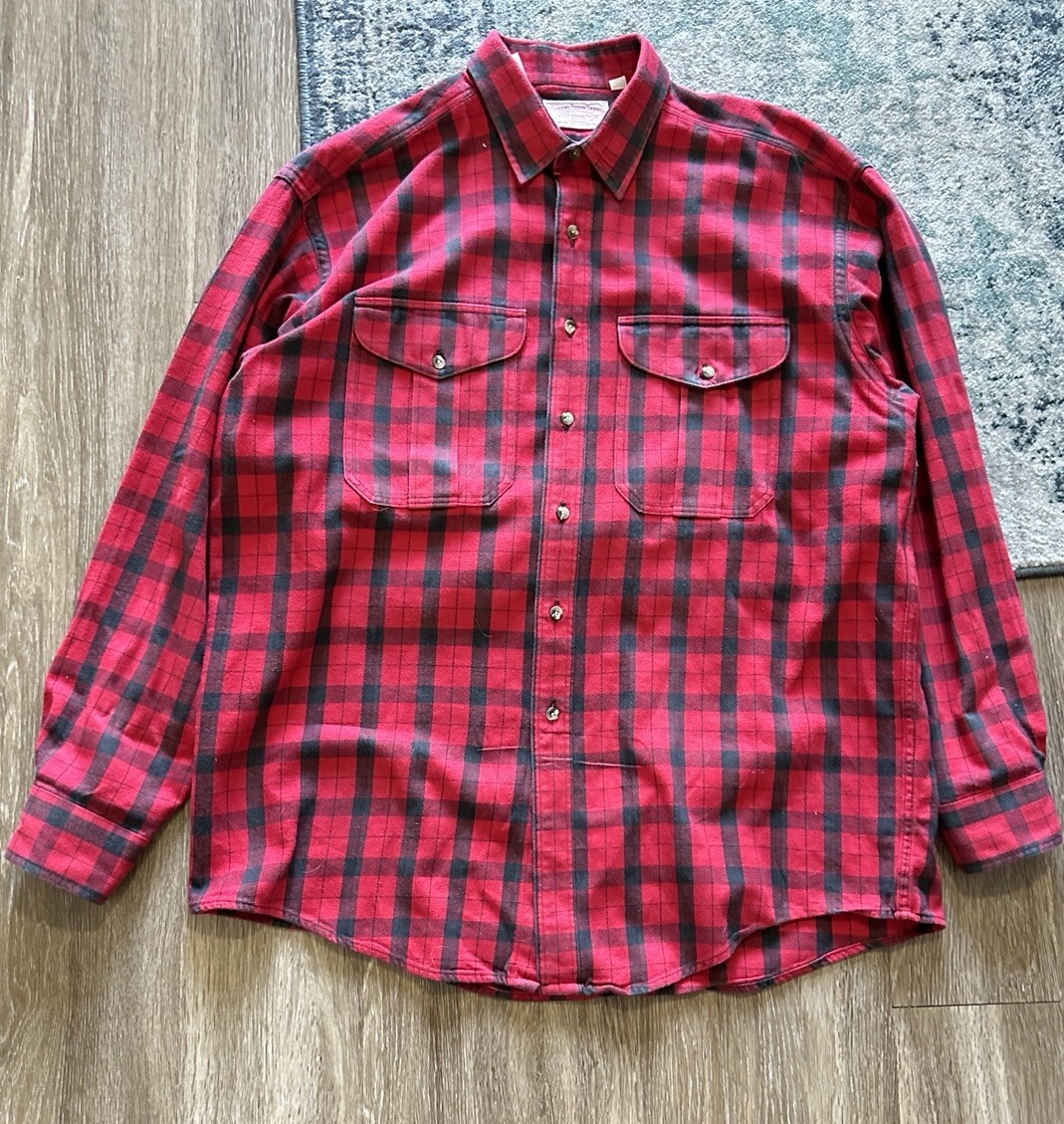 Vintage C.C. Filson Red / Black Heavyweight Flannel S… - Gem