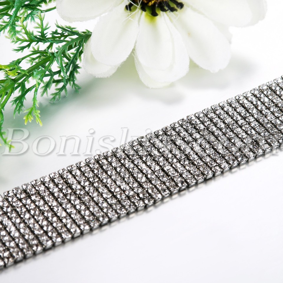 Women's Shiny Bling Full Rhinestone Choker Collar Wedding Party ...
