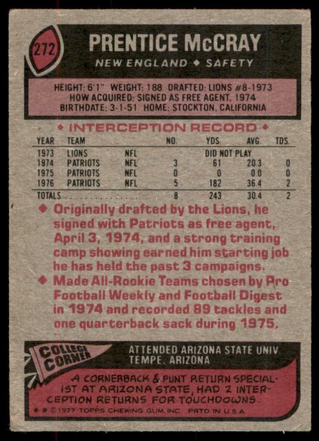1977 Topps - #272 Prentice McCray for sale online | eBay