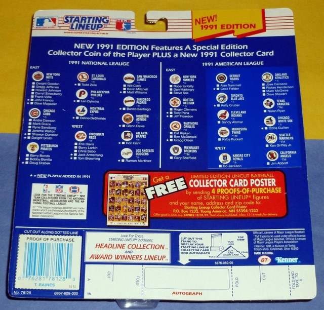 Tim Raines Action Figure of Chicago White Sox - 1991 Starting Lineup ...