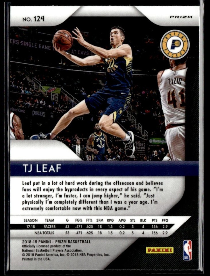 2018-19 Panini Prizm Hyper TJ Leaf Indiana Pacers #124 | eBay