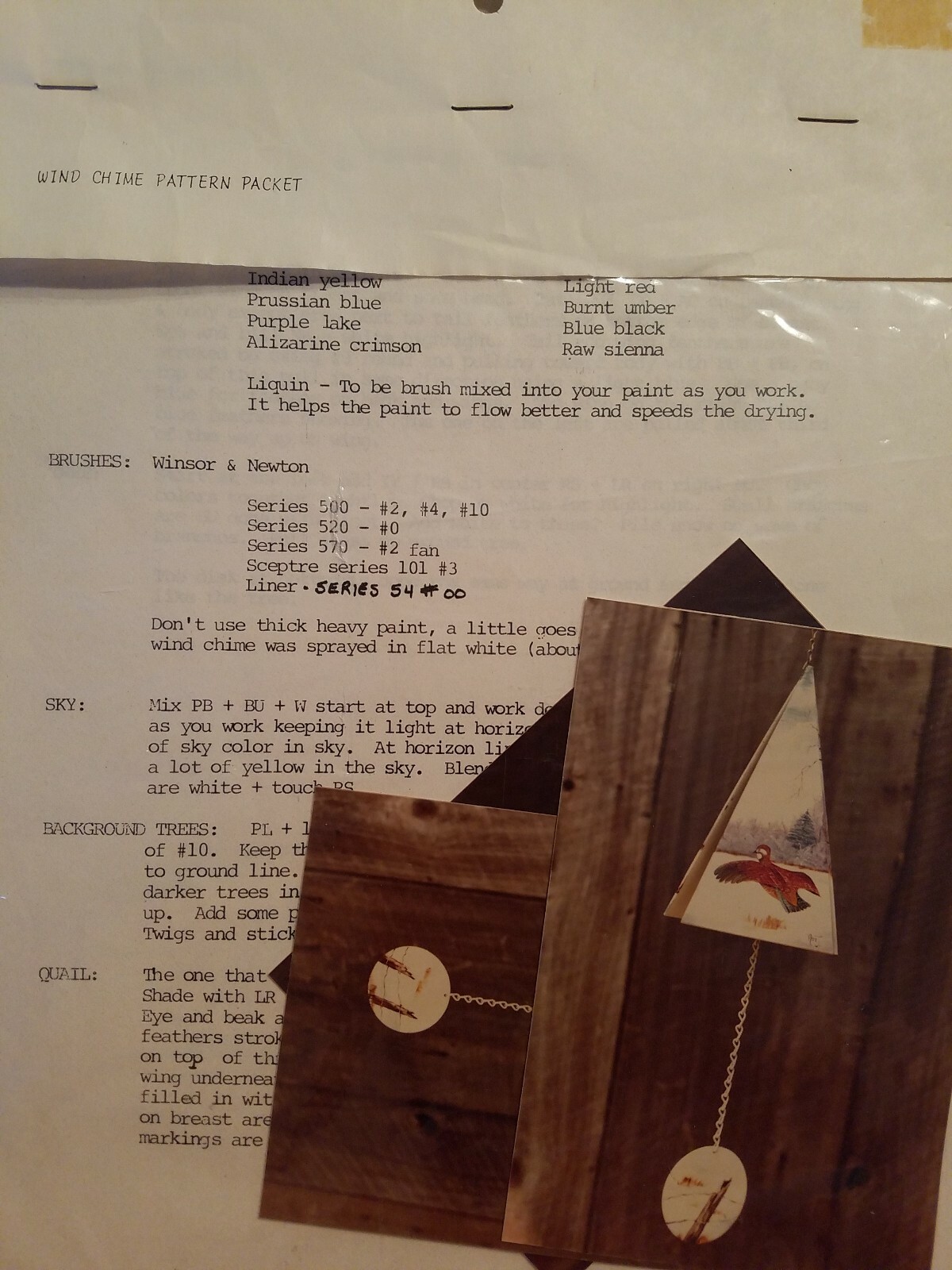 DIANE BURRELL 1983 TRIANGLE METAL WIND CHIME WINTER QUAIL BIRD PAINTING ...