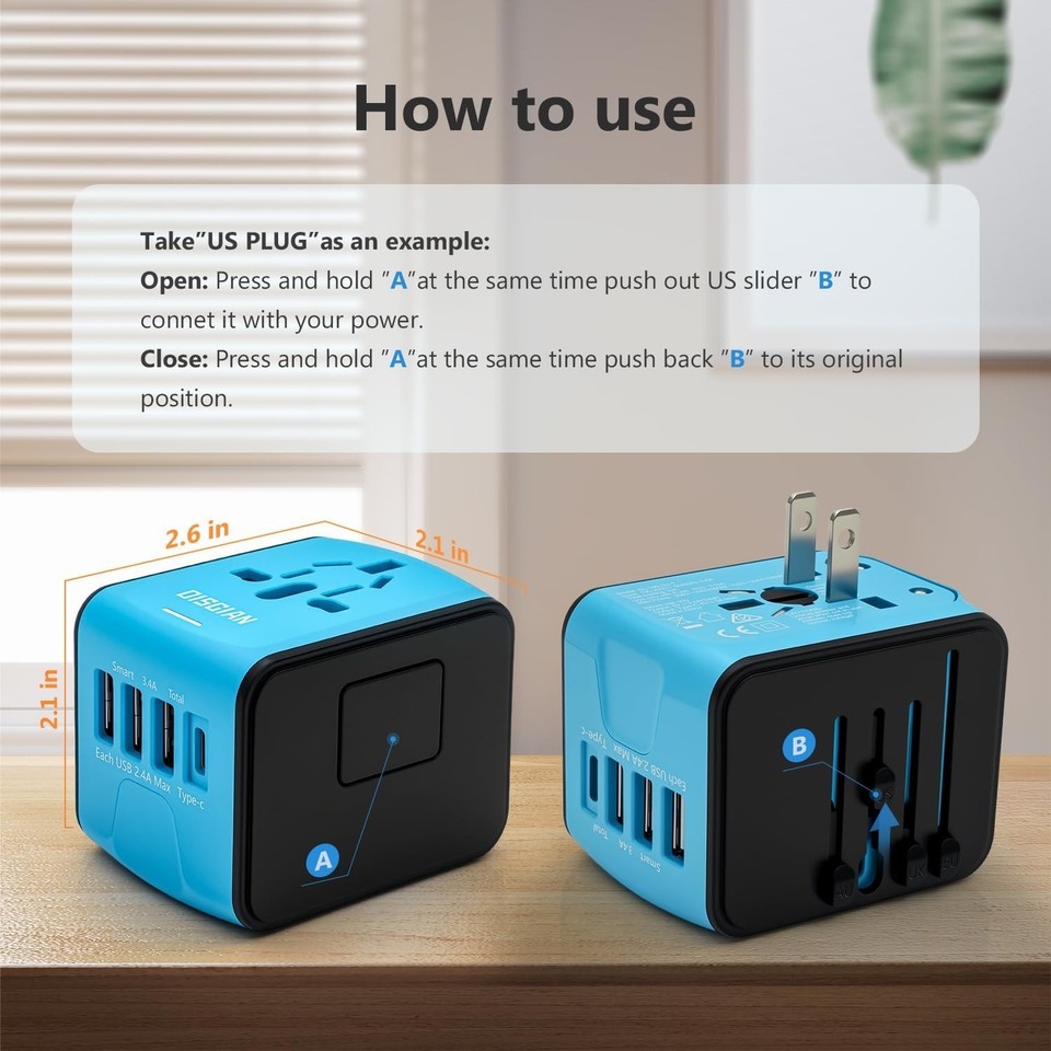 Travel Adapter: Universal International Power Adapter with 3 USB Port ...