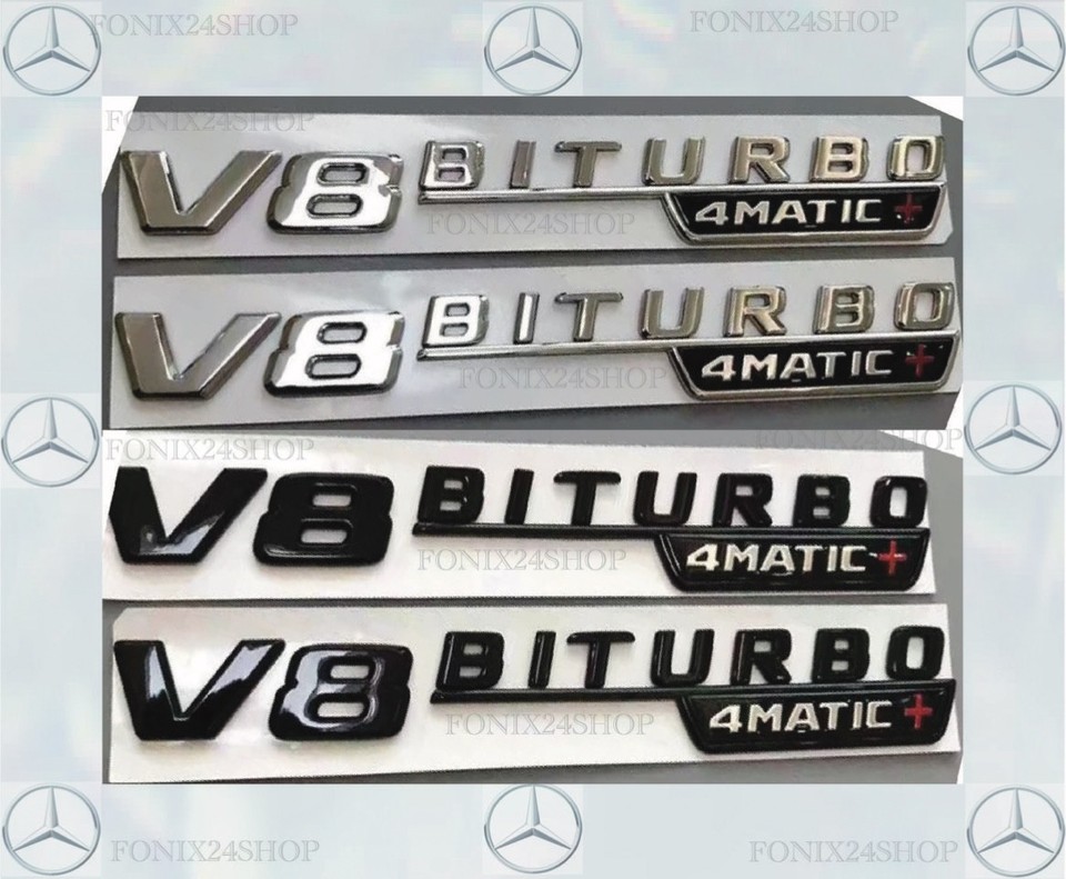 Mercedes BITURBO Emblem V6 V8 V12 Letters 3D badge stickers Chrome ...