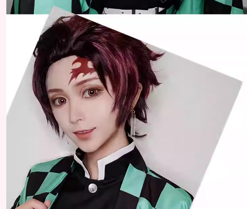 Anime kemetsu no yaiba Cosplay Wig highlights Hair wig,kamado tanjiro ...
