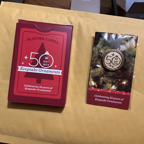 Hallmark Keepsake Ornaments Playing Cards and Pin 50th Anniversary KOC ...