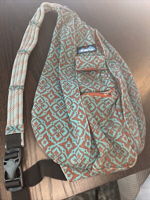 KAVU rope sling bag crossbody Desert Mosaic brown teal hiking camping ...