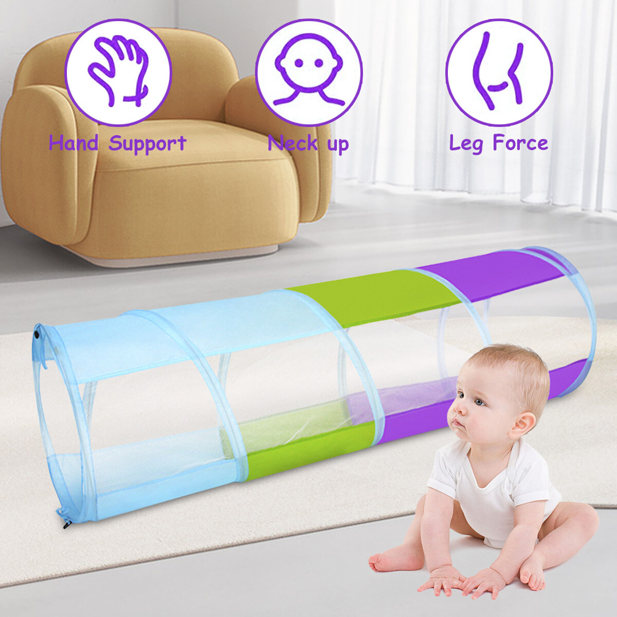 Children Kids Play Up Tunnel Game Toddle Baby Crawl Tube For Outdoor ...